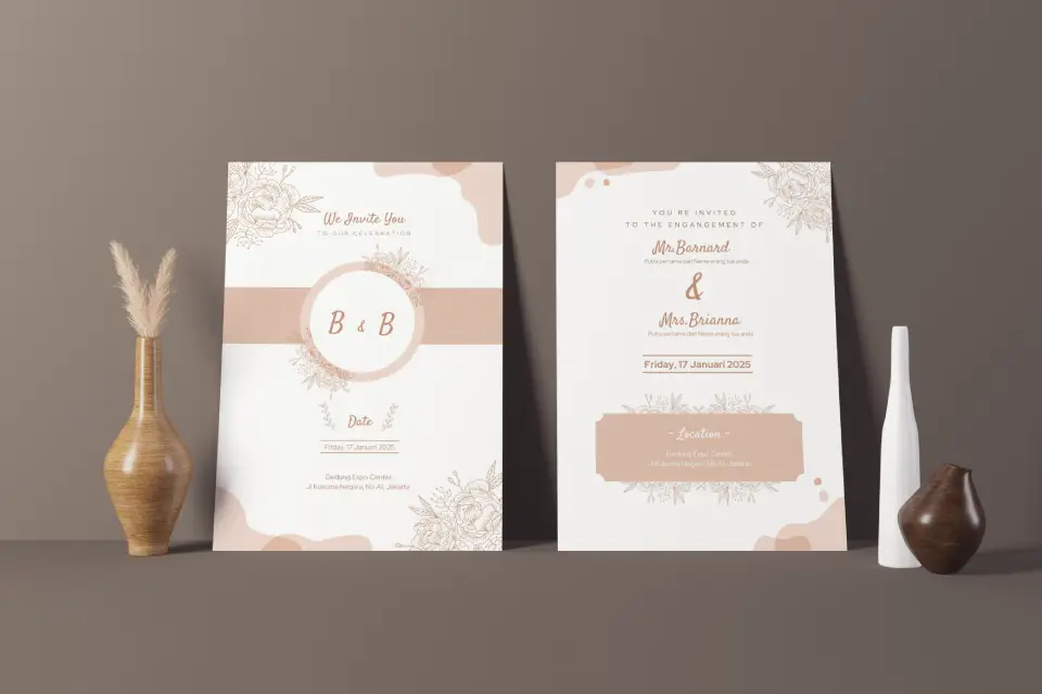 Undangan Wedding Statis – Canva – A4 – Member Area Hay Digital